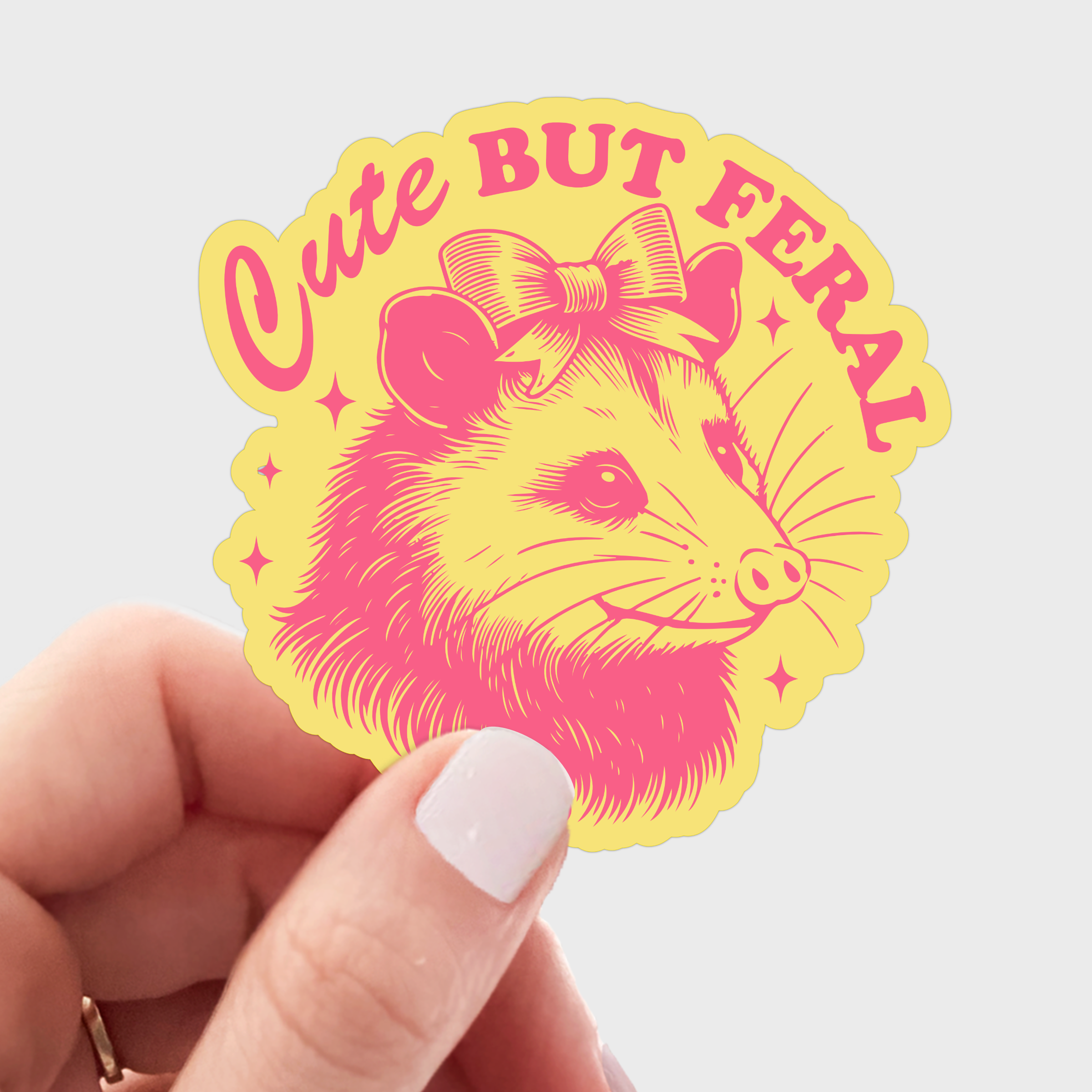 Cute But Feral Possum Sticker – PodunkAnnies