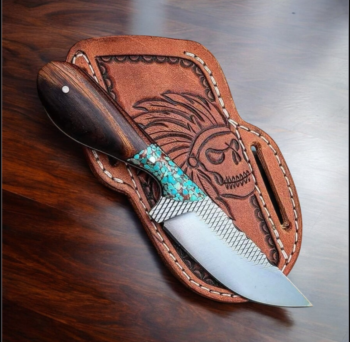 Custom Everyday Carry Knife – 9" Rasp Tool Steel Blade, Rosewood & Sto ...