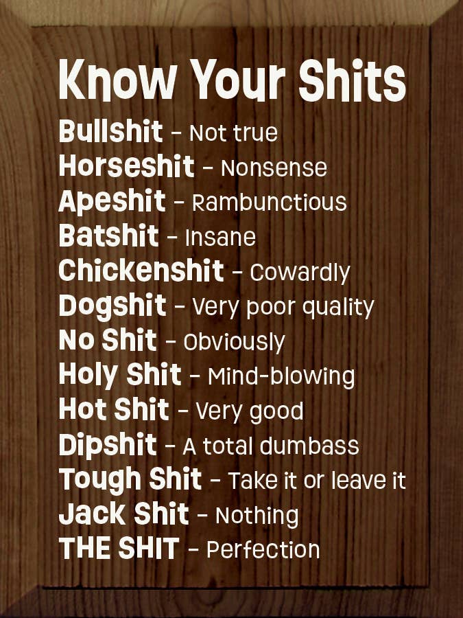 Know Your Shits Sign – PodunkAnnies